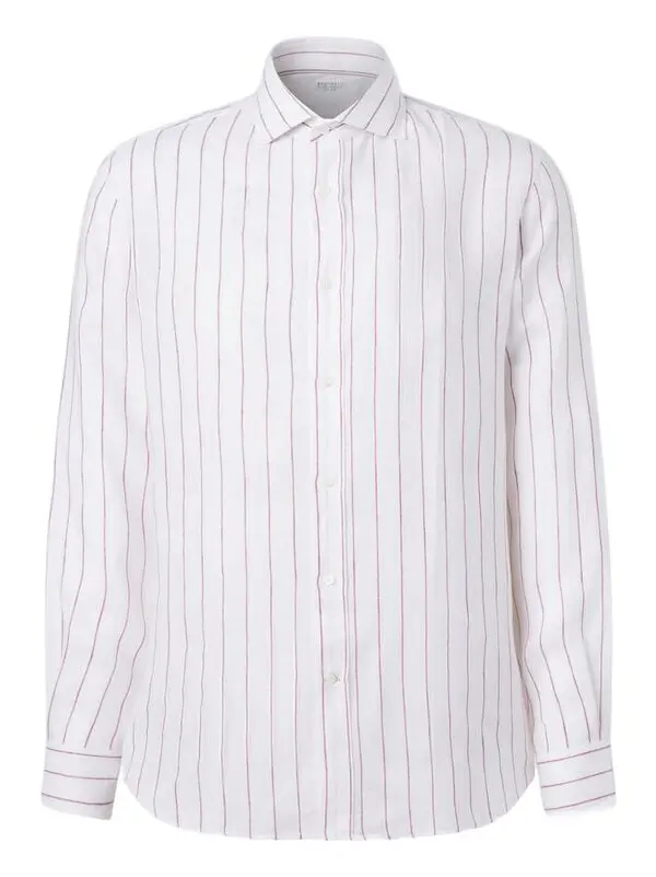 Brunello Cucinelli Striped Linen Shirt - White