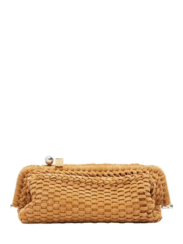 Jacquemus Salon Woven Suede Clutch - Beige