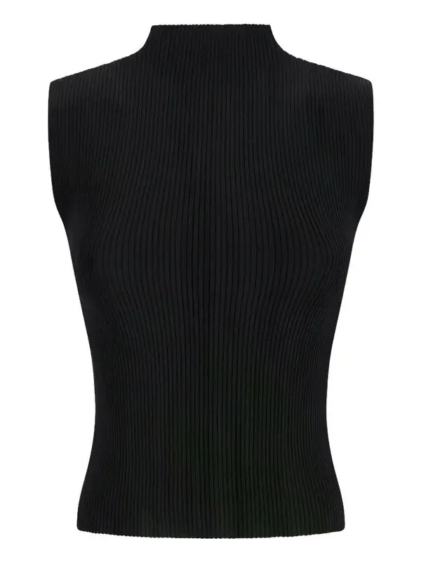 Magda Butrym Ribbed-knit High-neck Top - Black
