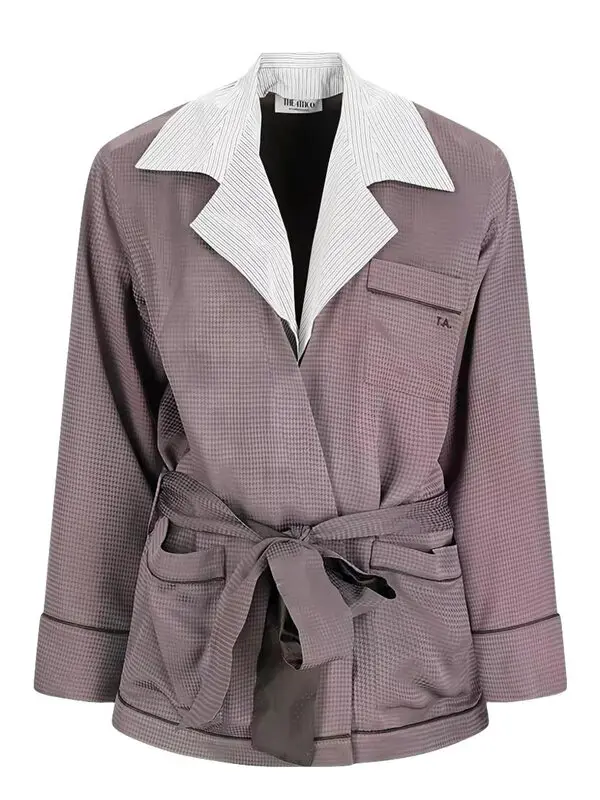 Attico Belted Houndstooth Jacket - Purple