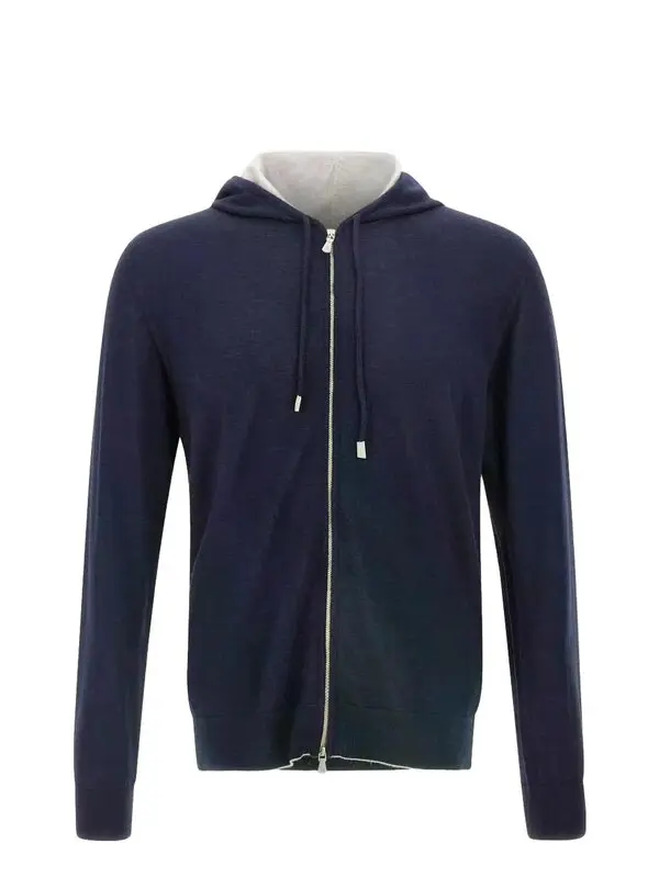 Eleventy Zip-up Drawstring Hoodie - Blue