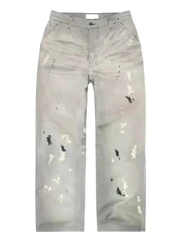 ALEXANDER DIGENOVA Underground Paint-splatter Straight-leg Jeans - Neutrals