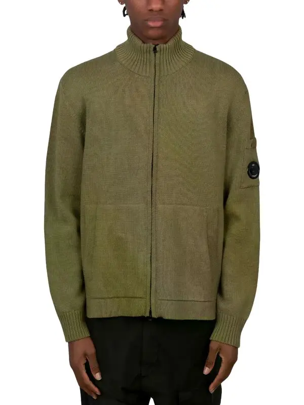 C.P. COMPANY Zip-up Cardigan With Lens Detail - Green