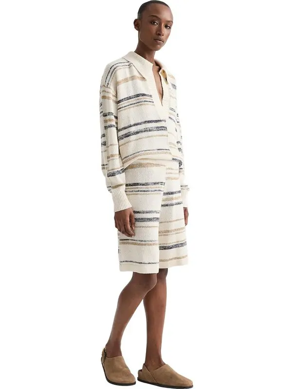TWP Intarsia Stripe Linen-silk Shorts - Ivory Multi