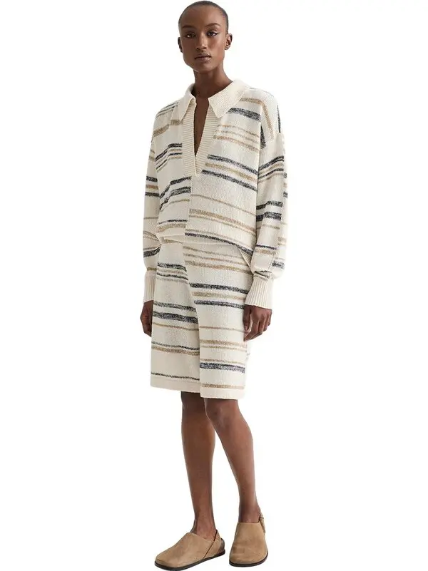 TWP Intarsia Stripe Linen-silk Shorts - Ivory Multi