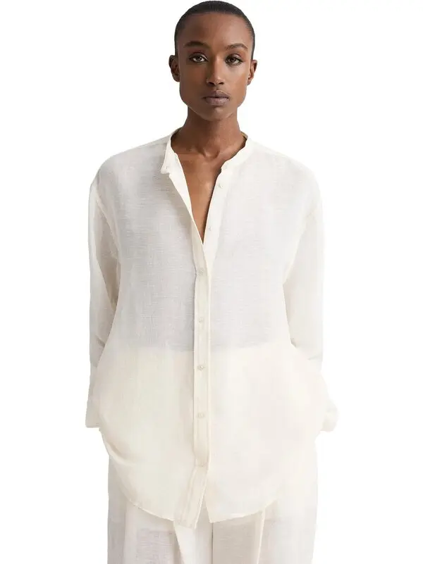TWP Late Check Out Shirt In Silk Linen Gauze - Ivory