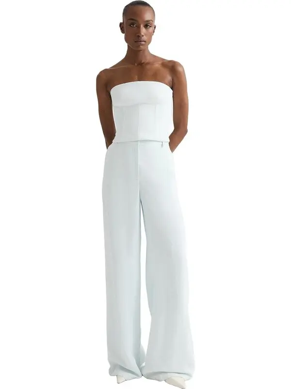 TWP Dylan Coated Viscose Linen Pants - Blue Flower