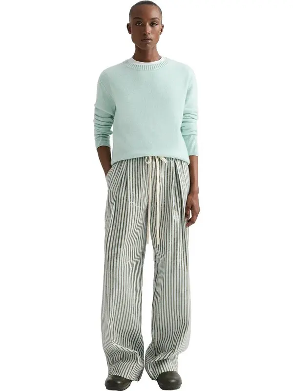 TWP Pj Pant In Clear Sequin On Stripe - Blue Flower / Martini