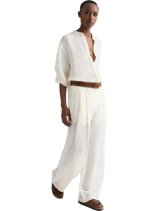 TWP Carries Silk Linen Gauze Trouser - Ivory