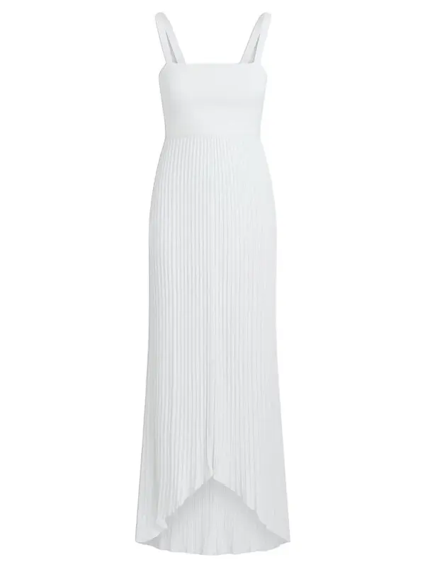 Scanlan Theodore Pleated Rib Square Neck Dress - White
