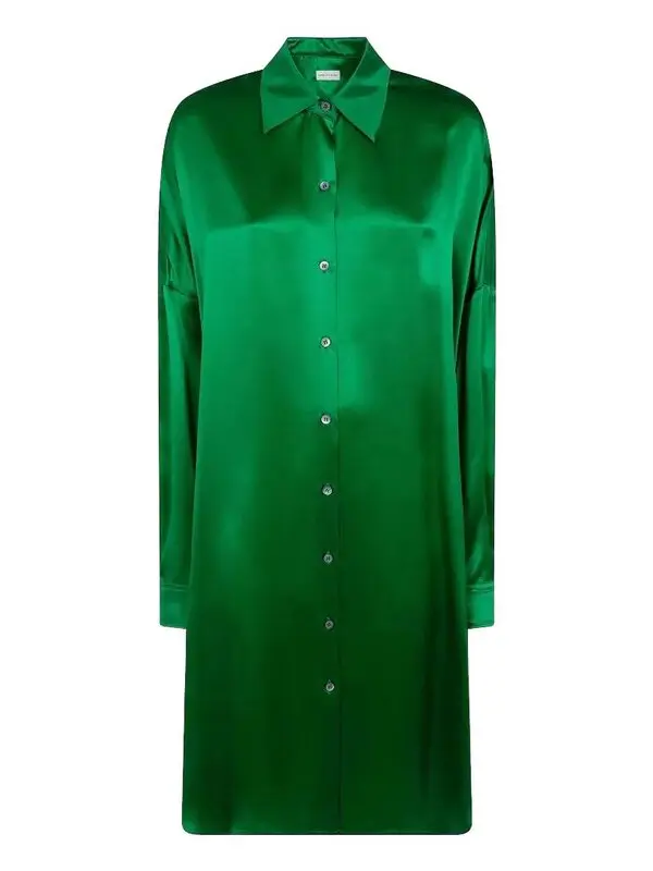 Dries Van Noten Dasia Long Classic Shirt Mini Dress - Green