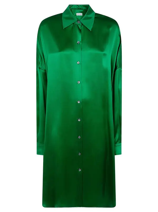 Dries Van Noten Dasia Long Classic Shirt Mini Dress - Green