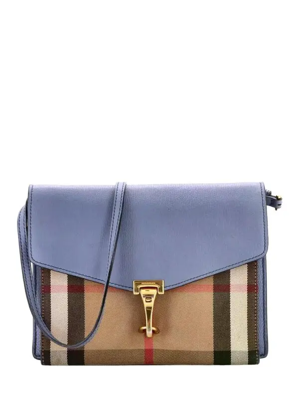Burberry Macken Leather And House Check Canvas Small Crossbody Bag - Blue