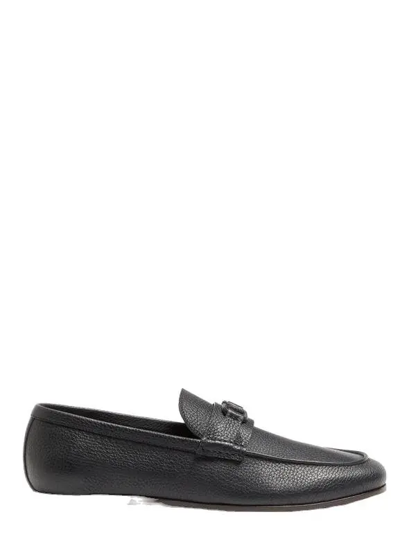 Valentino Garavani Vlogo Signature Deer Leather Loafer - Black