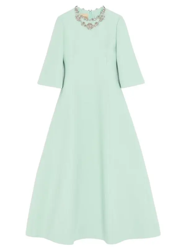 Valentino Garavani Crepe Couture Embroidered Midi Dress - Celadon/silver