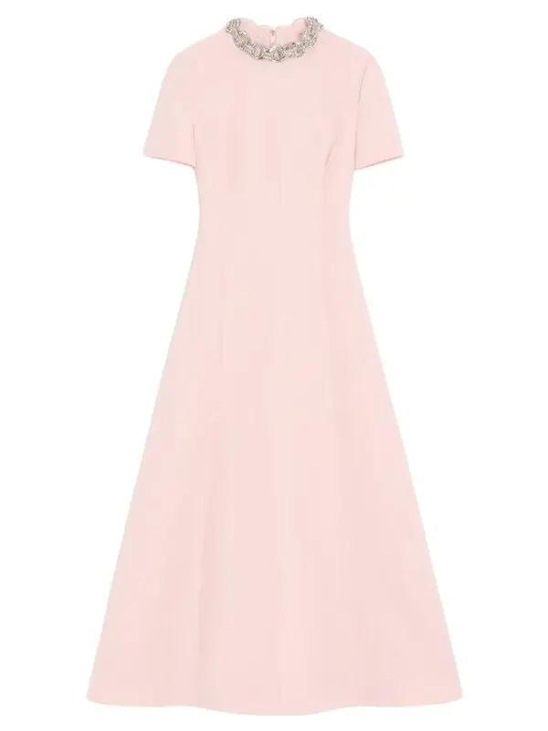 Valentino Garavani Crepe Couture Embroidered Midi Dress - Pink/silver