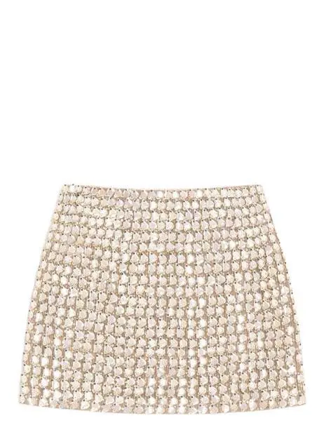 Valentino Garavani Mini Skirt In Embroidered Organza - Silver