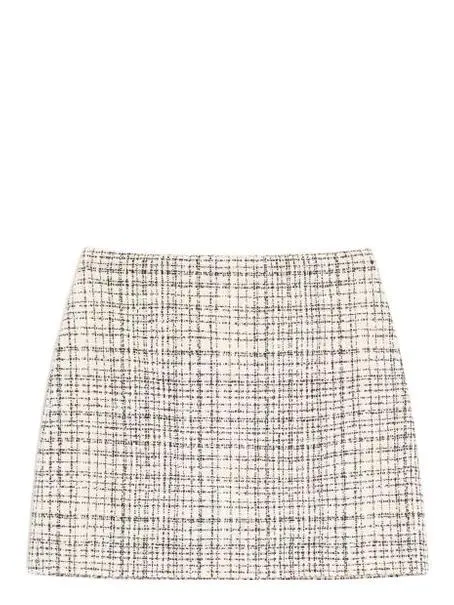Valentino Garavani Square Tweed Mini Skirt - Vanilla/black