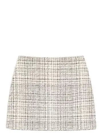 Valentino Garavani Square Tweed Mini Skirt - Vanilla/black