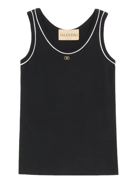 Valentino Garavani Cotton Jersey Top - Black/white