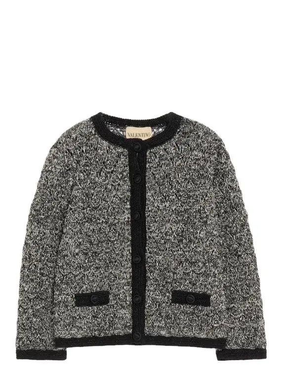 Valentino Garavani Linen And Lurex Knitted Jacket - Black/ivory
