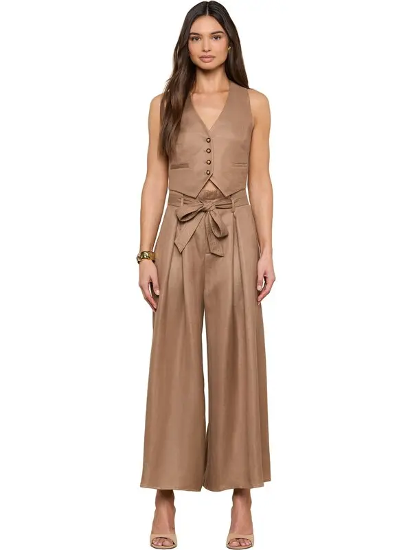 L'Agence Lowen Linen-blend Pants - Barley