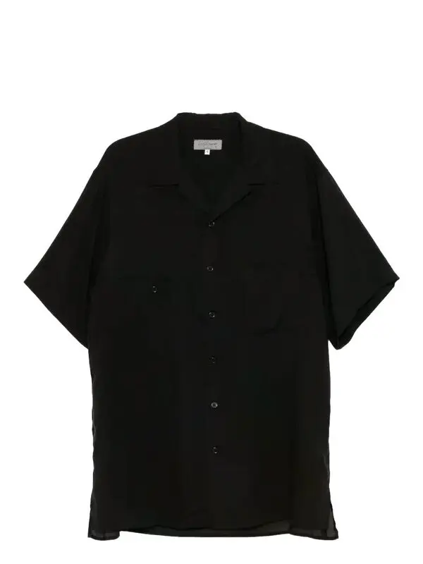 Yohji Yamamoto Cuban-collar Short-sleeve Shirt - Black