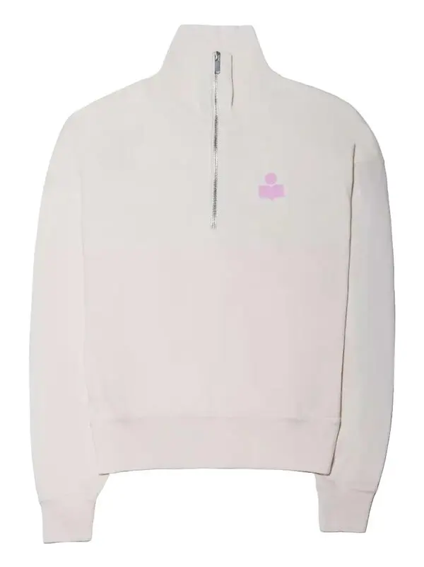 MARANT ETOILE Ross Logo-print Quarter-zip Sweater - Neutrals