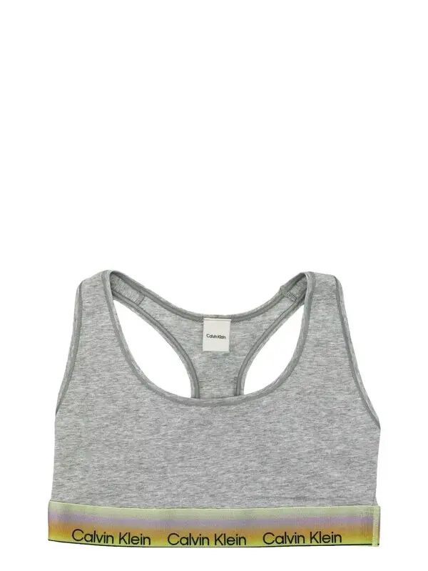 Calvin Klein Logo-band Racerback Bralette - Grey