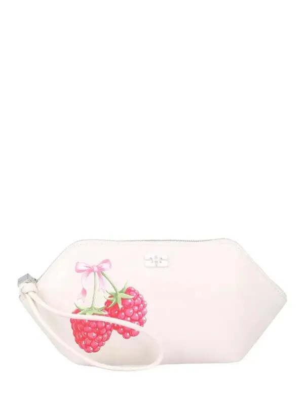 GANNI Raspberry-print Pouch - Neutrals