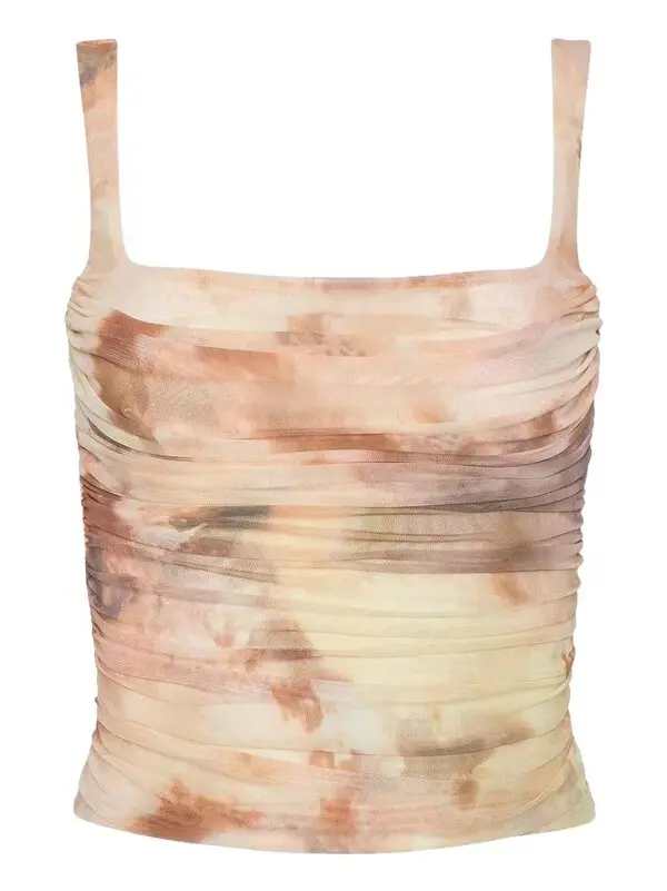 L'Agence Rasha Shirred Tank Top - Neutrals