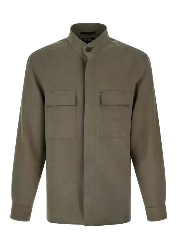 Zegna Oasi Linen Mandarin-collar Overshirt - Grey