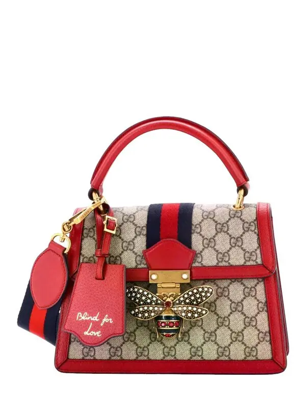 Gucci Queen Margaret Top Handle Gg Coated Canvas Satchel - Red