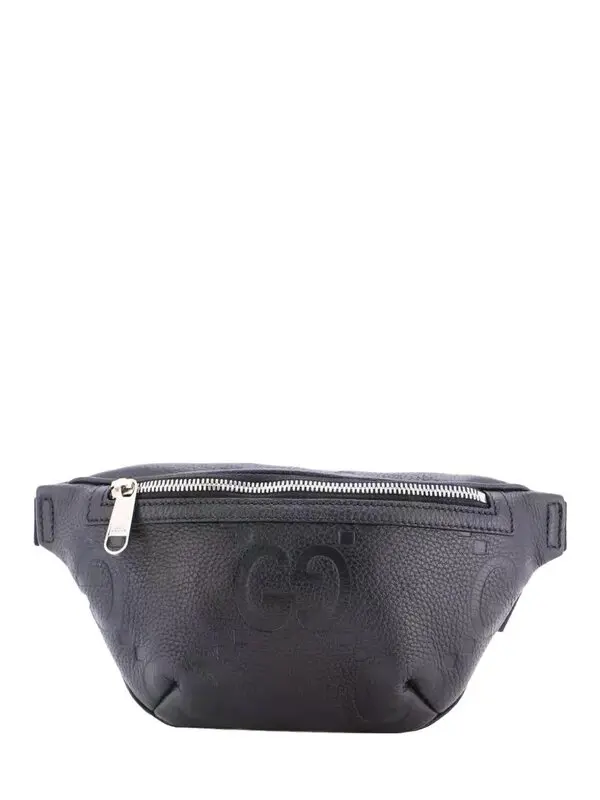 Gucci Jumbo Gg Embossed Leather Small Belt Bag - Black