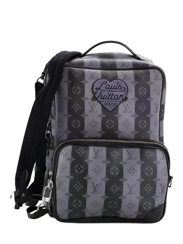 LOUIS VUITTON Nigo Utilitary Limited Edition Stripes Monogram Eclipse Canvas Backpack - Black