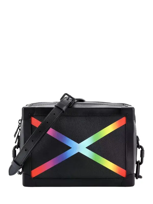 LOUIS VUITTON Soft Trunk Crossbody Bag Rainbow Taiga Leather - Black