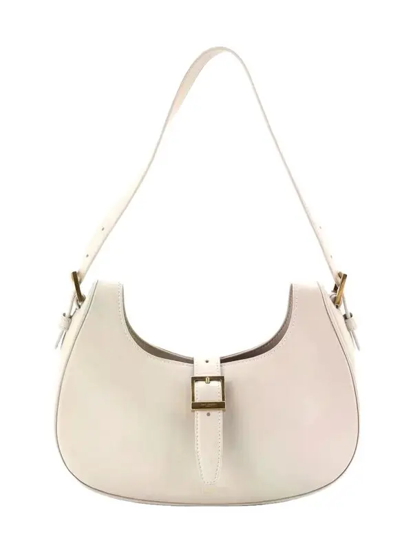 Saint Laurent Le Fermoir Shiny Leather Hobo Bag - Neutrals