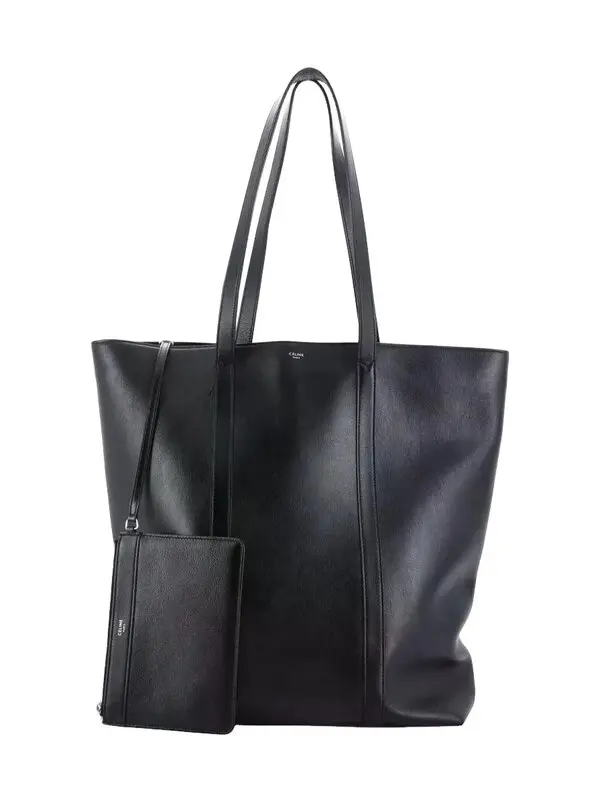 Celine Museum Shopper Leather Tall Tote Bag - Black