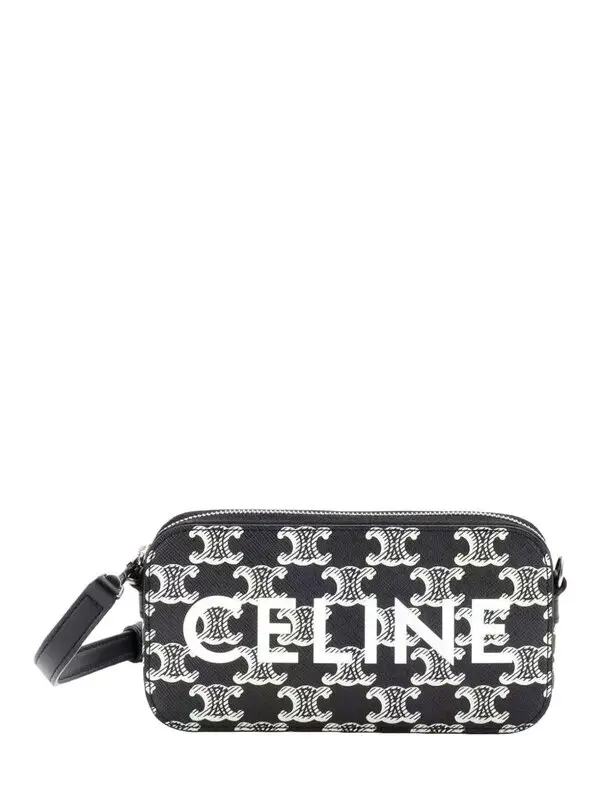 Celine Horizontal Pouch Crossbody Bag Logo Triomphe Coated Canvas - Black