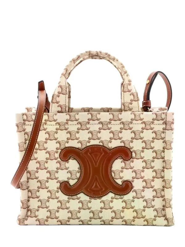Celine Cabas Thais Triomphe Printed Canvas Small Tote Bag - Neutrals