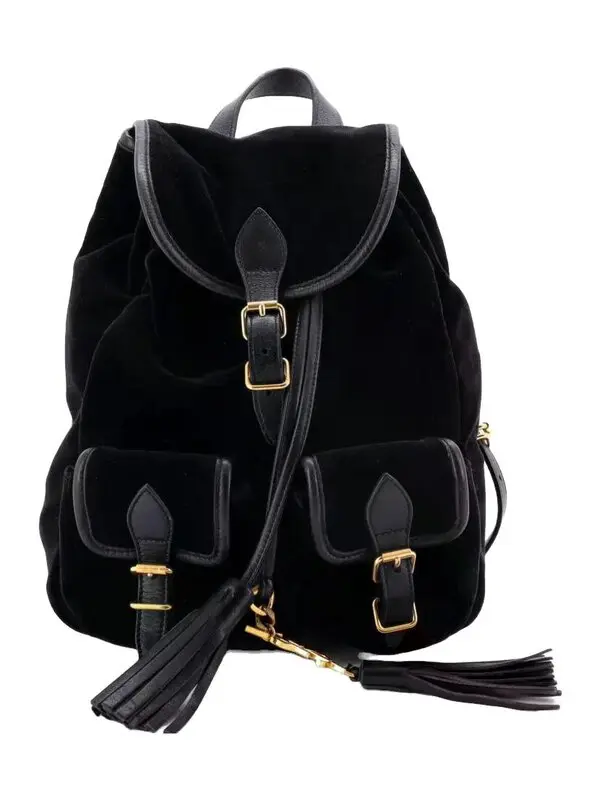 Saint Laurent Festival Velvet Small Backpack - Black