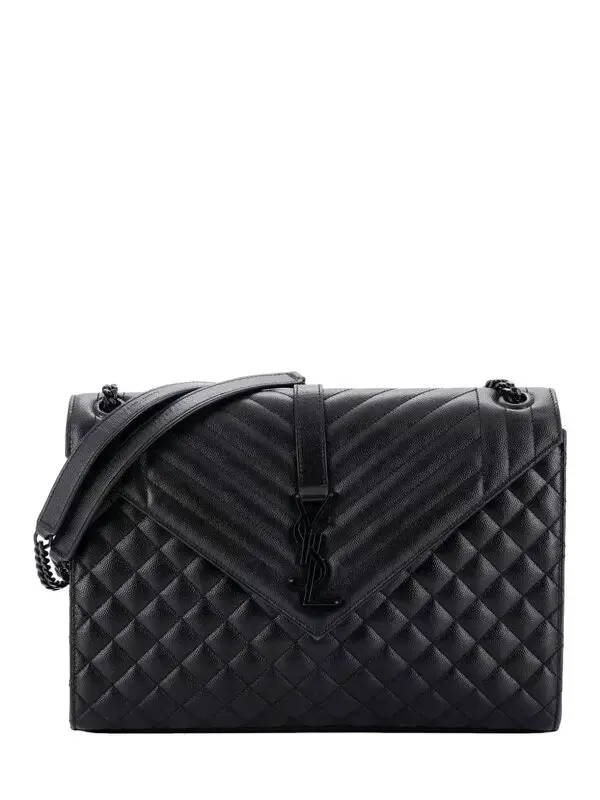 Saint Laurent Monogram Envelope Satchel - Black