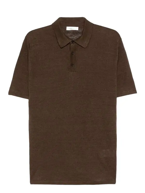 ROBERTO COLLINA Linen Polo Shirt - Brown