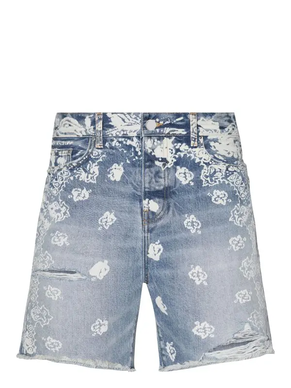 Amiri Bleach Bandana Denim Short - Grey