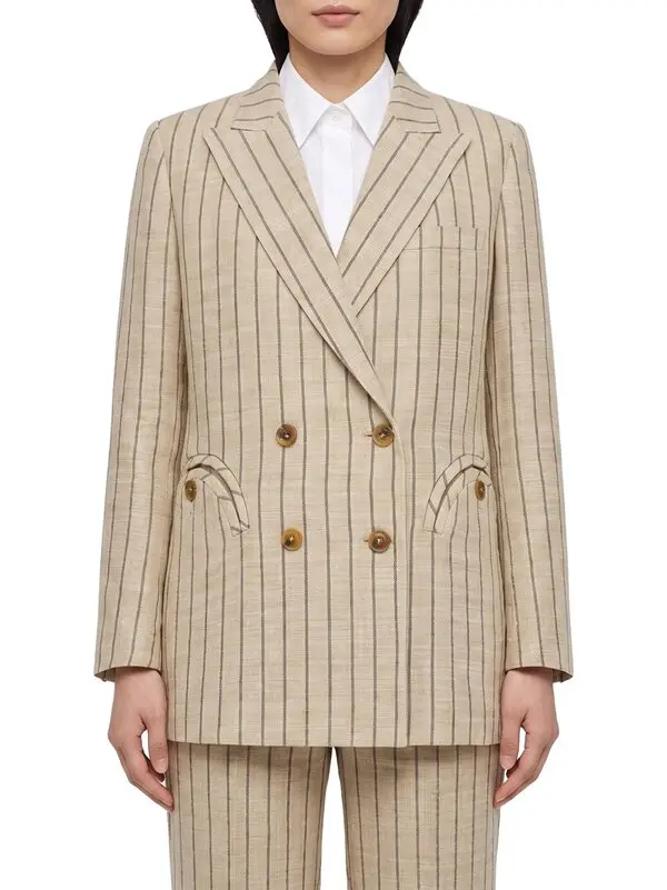 BLAZÉ MILANO Double-breasted Striped Jacket - Grey