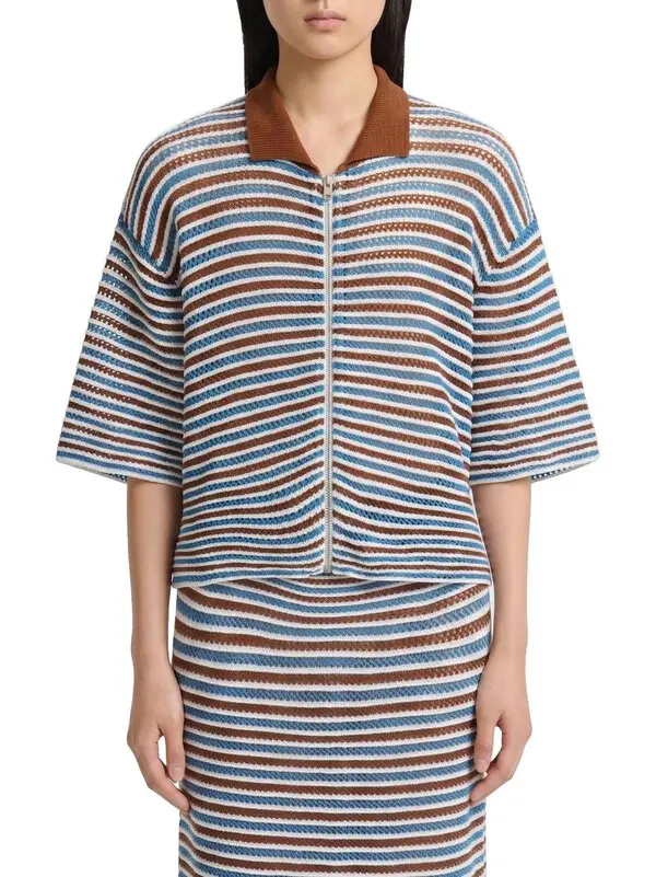 Marni Striped Zip-up Knit Polo - Multicolor