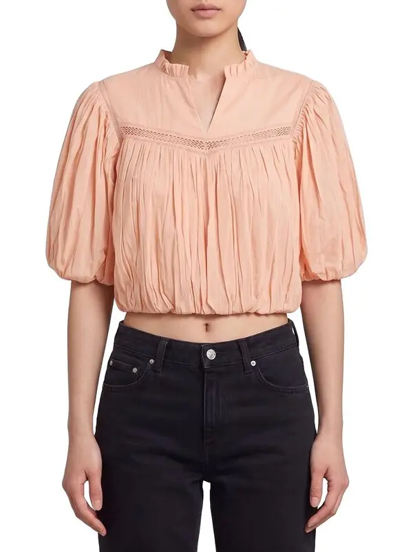TWINSET Cropped Blouse With Lace Detail - Pink