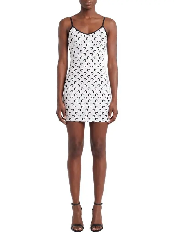 MARINE SERRE Crescent Moon Print Mini Dress - White