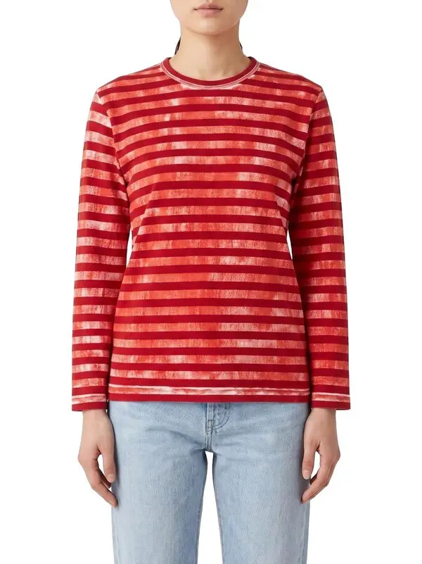 Comme Des Garçons Striped Long Sleeve T-shirt - Red