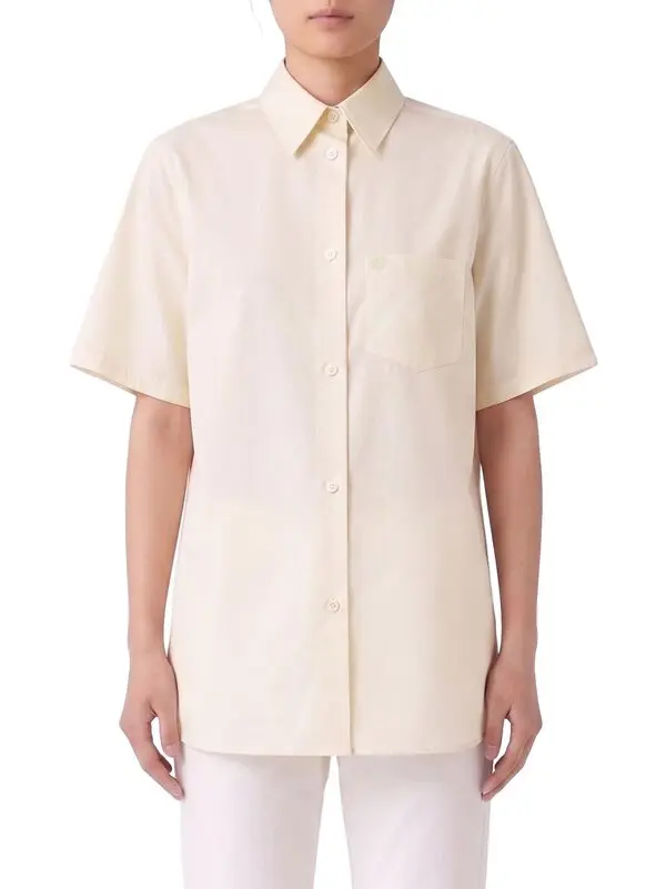 FERRAGAMO Short-sleeved Shirt With Patch Pockets - Beige